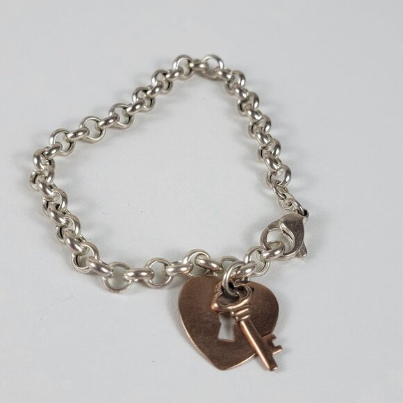 Otc | Jewelry | Otc Heart Lock And Key Charm Bracelet Sterling Silver ...